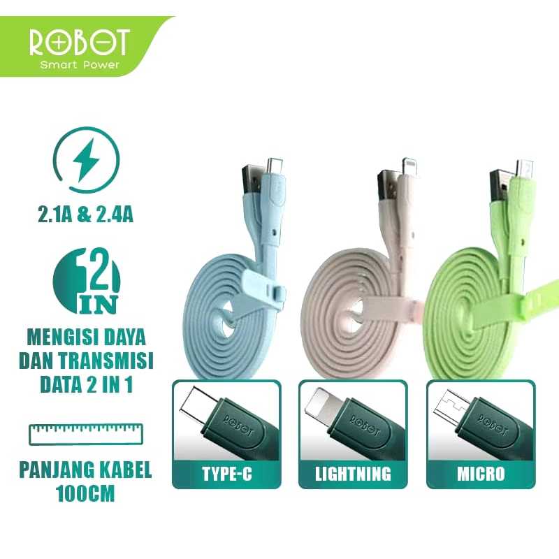 Jual ROBOT KABEL DATA RGM/RGC/RGL MICRO-USB TYPE-C LIGHTNING 1M (IPHONE ...