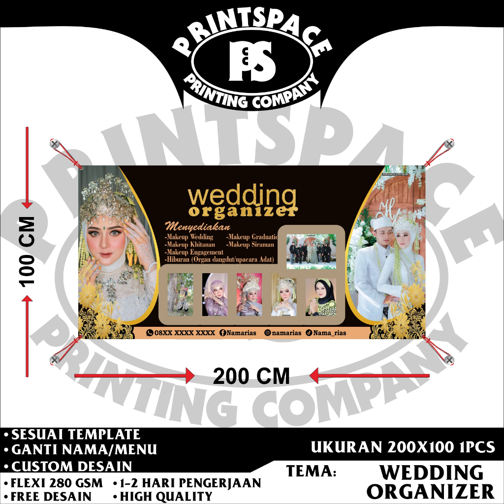 Jual SPANDUK/MMT/WEDDING ORGANIZER 200X100 BISA CUSTOM DESAIN/TERMURAH ...