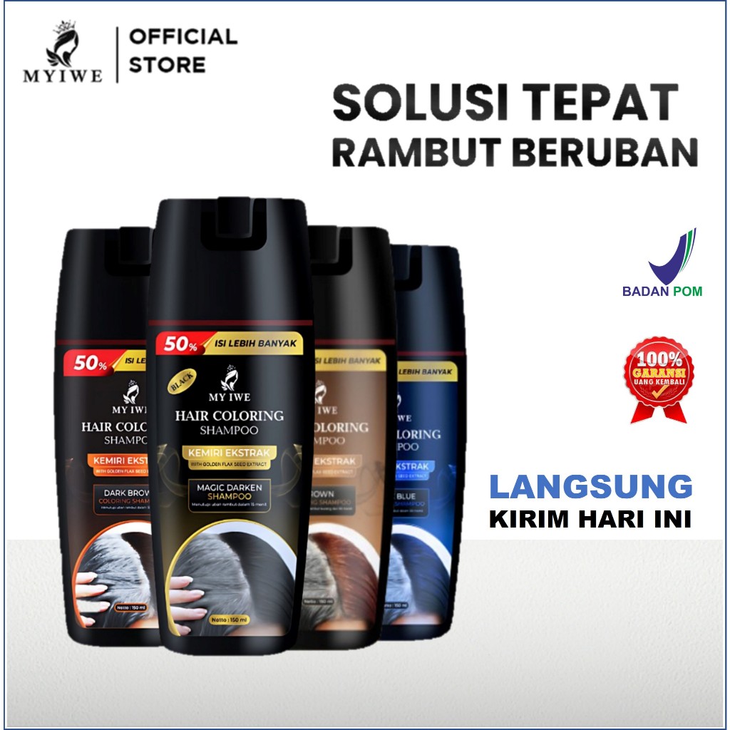 Jual MYIWE HAIR Coloring Shampoo Penghitam Rambut Putih MY IWE ...