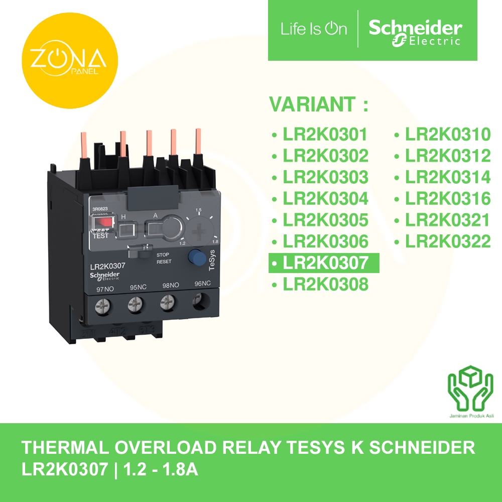 Jual THERMAL OVERLOAD RELAY LR2K0307 1.2-1.8A SCHNEIDER NEW ORIGINAL ...