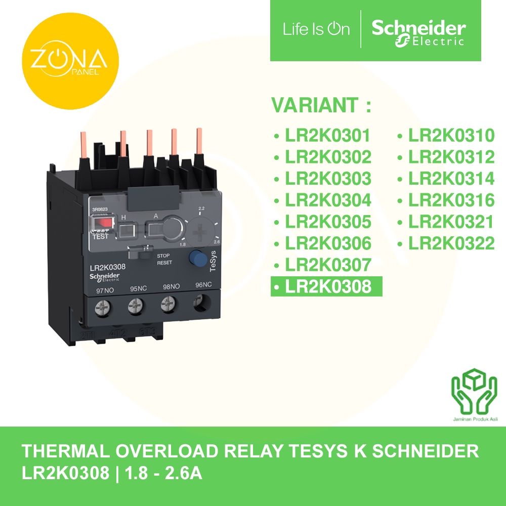 Jual THERMAL OVERLOAD RELAY LR2K0308 1.8-2.6A SCHNEIDER NEW ORIGINAL ...