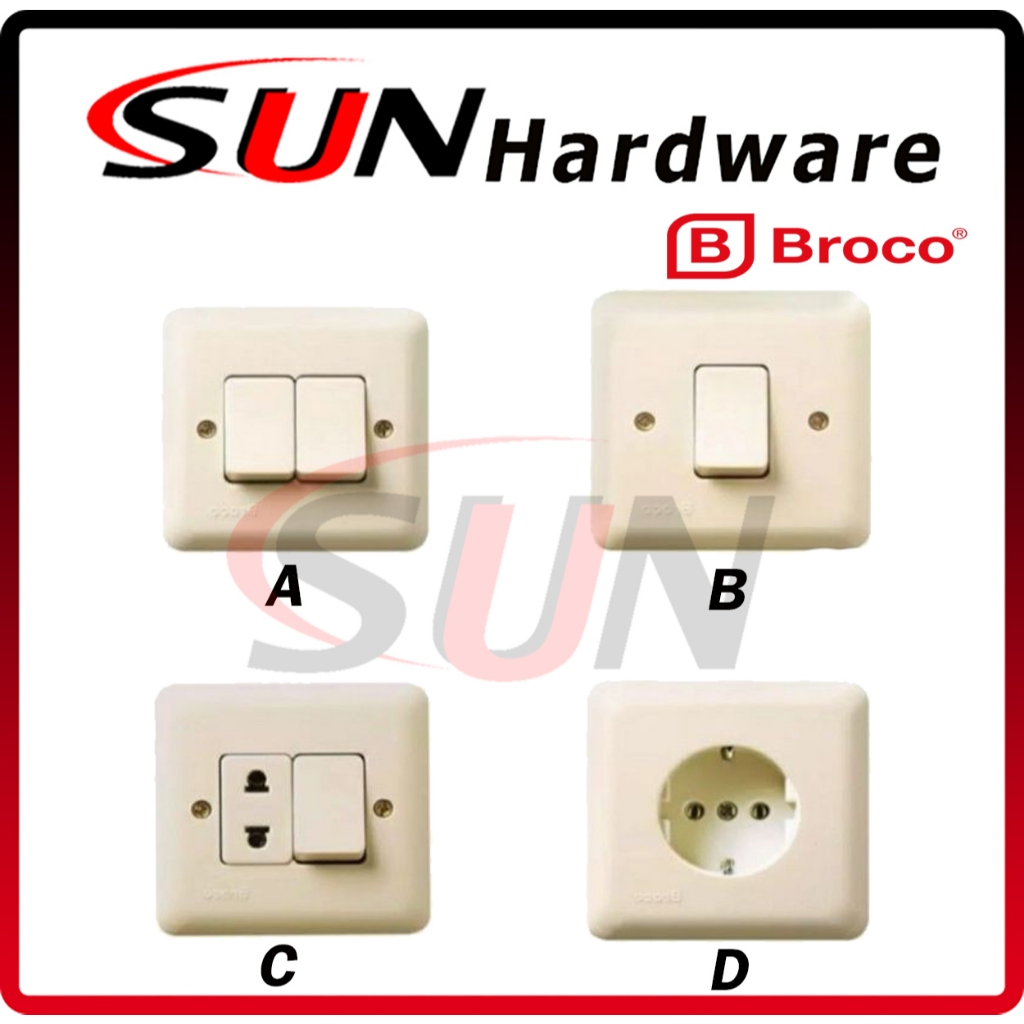 Jual Saklar Tunggal Seri Engkel Stop Kontak Colokan Listrik Broco New Gee Ib Inbow Tanam Tembok ...