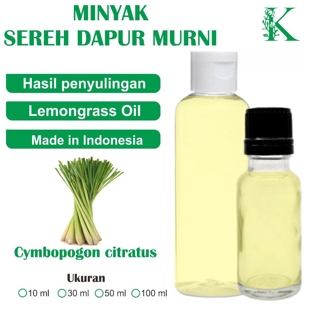 Jual minyak sereh dapur murni tanpa campuran lemongrass pure oil minyak atsiri 10ml 30ml 50ml ...