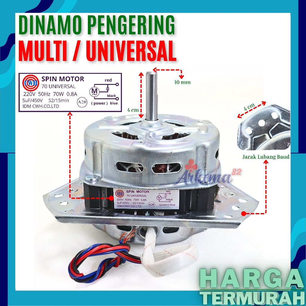Jual DINAMO SPIN PENGERING MESIN CUCI 2 TABUNG MULTI UNIVERSAL 70WATT HANVAN | MOTOR DINAMO SPIN ...