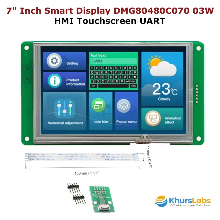 Jual DWIN 7" Inch Smart Display TTL RS232 DMG80480C070_03W HMI Touchscreen UART LCD For Arduino ...