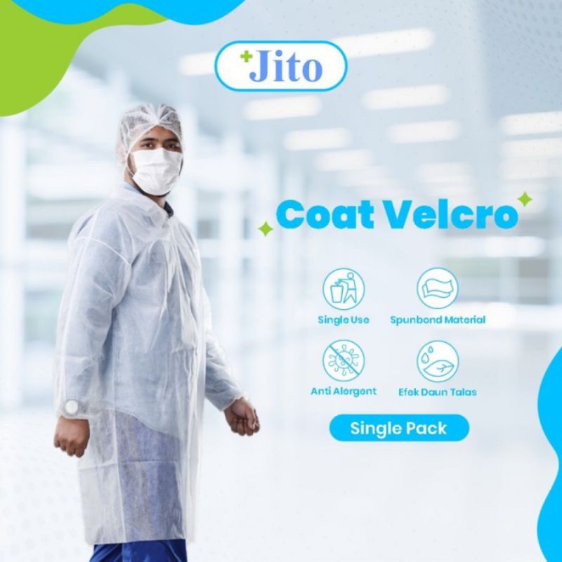 Jual Jas Lab Jito Coat Velcro spunbond | Shopee Indonesia