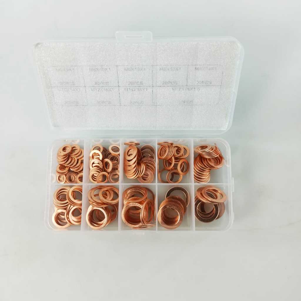 Jual Ring Baut Gasket Bolt & Nut Flat Ring Tembaga 200 PCS M6 M8 M10 ...