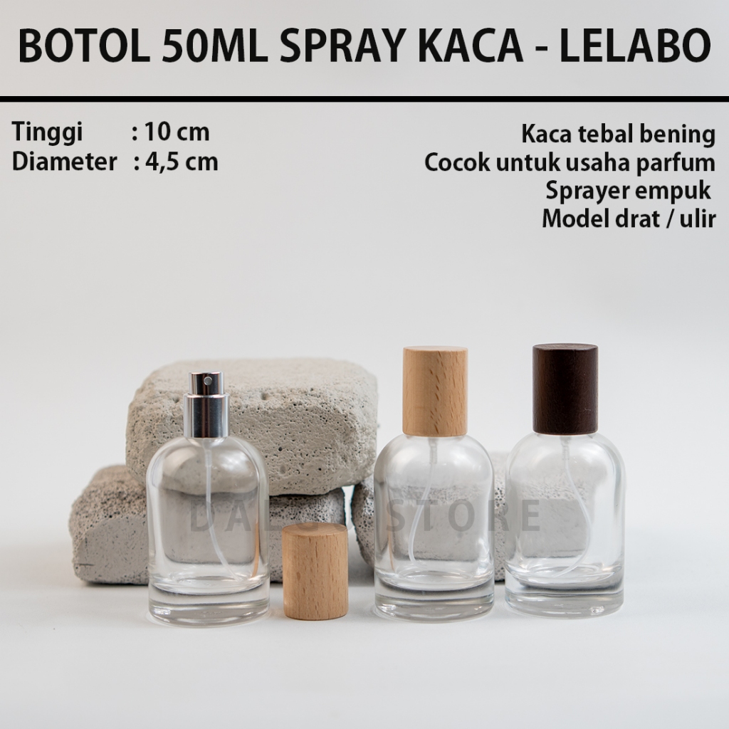 Jual Botol Parfum 50ml Spray Tutup Kayu - Kaca Tebal Refill Isi Ulang ...