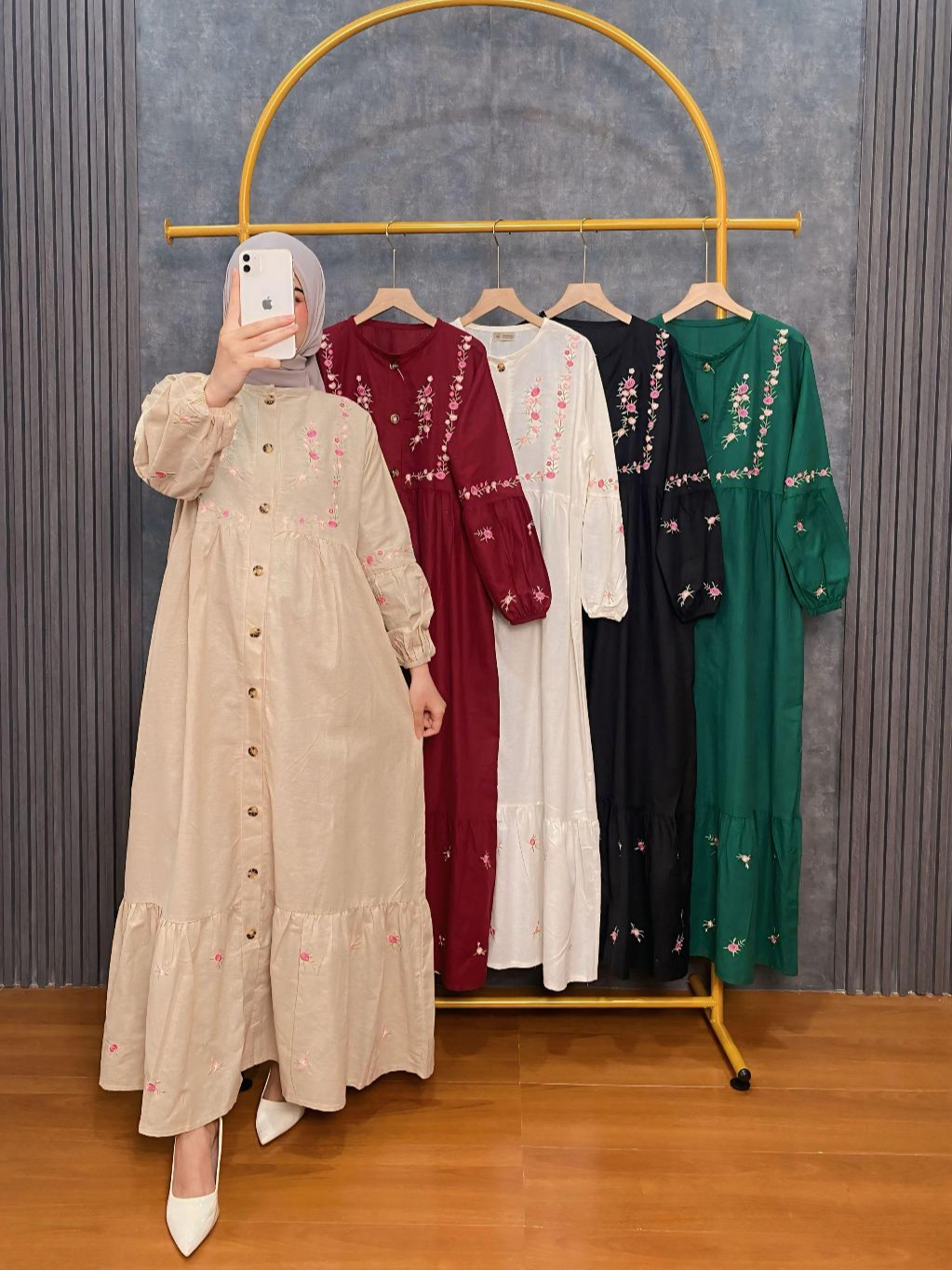 Jual Miera Maxy Bordir | Gamis Katun Rami Terbaru | Gamis Daily Simple ...