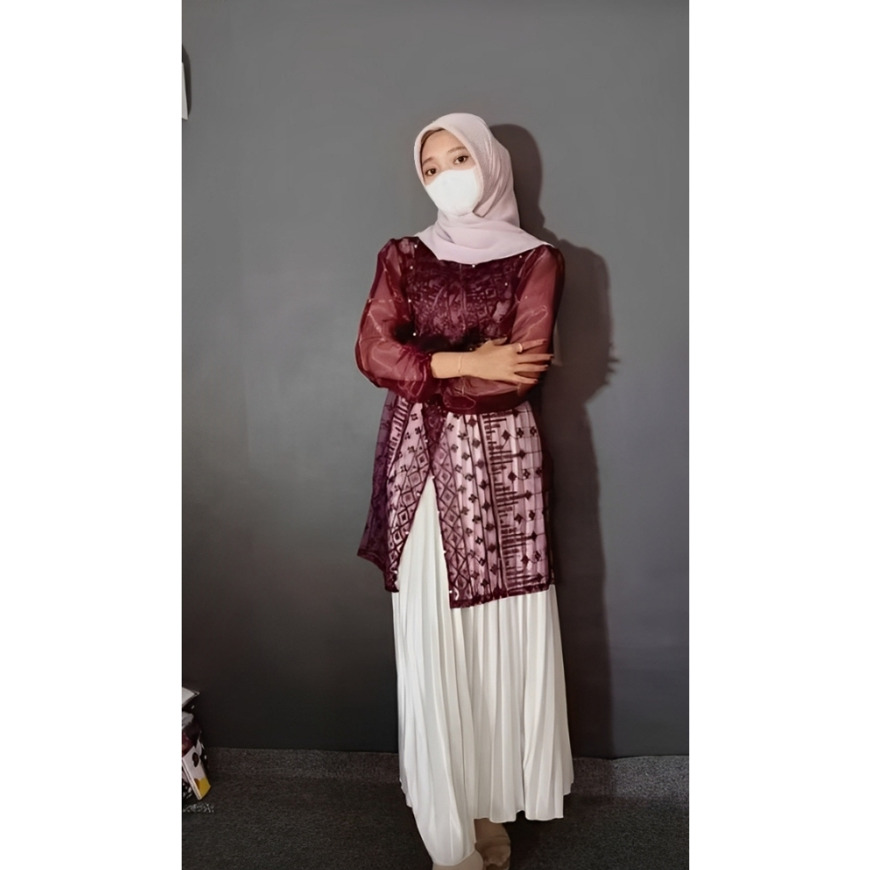 Jual ZIZE OUTER BRUKAT SILANG MIX ORGANZA FULL PAYET, TUNIK, BRUKAT ...