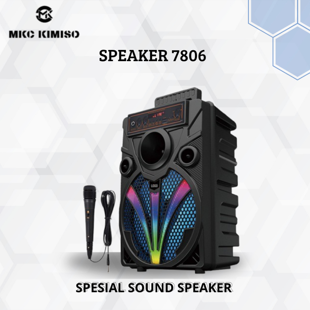 Jual Speaker Bluetooth Portable Karaoke Kimiso Qs-7806 8,5 Inch With Mic Karaoke Black Led ...