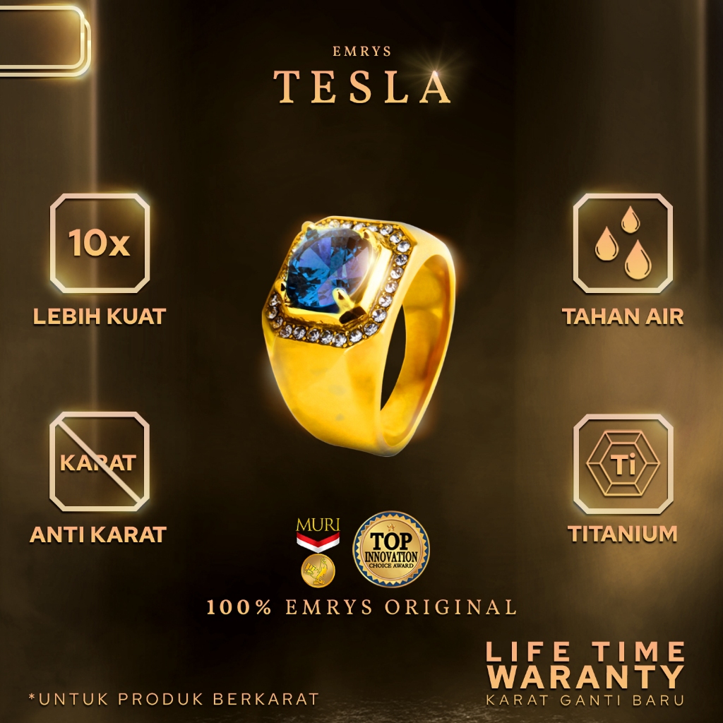 Jual BUY 1 FREE 1 GIFT Emrys Rings TESLA Real Titanium Anti Karat ...