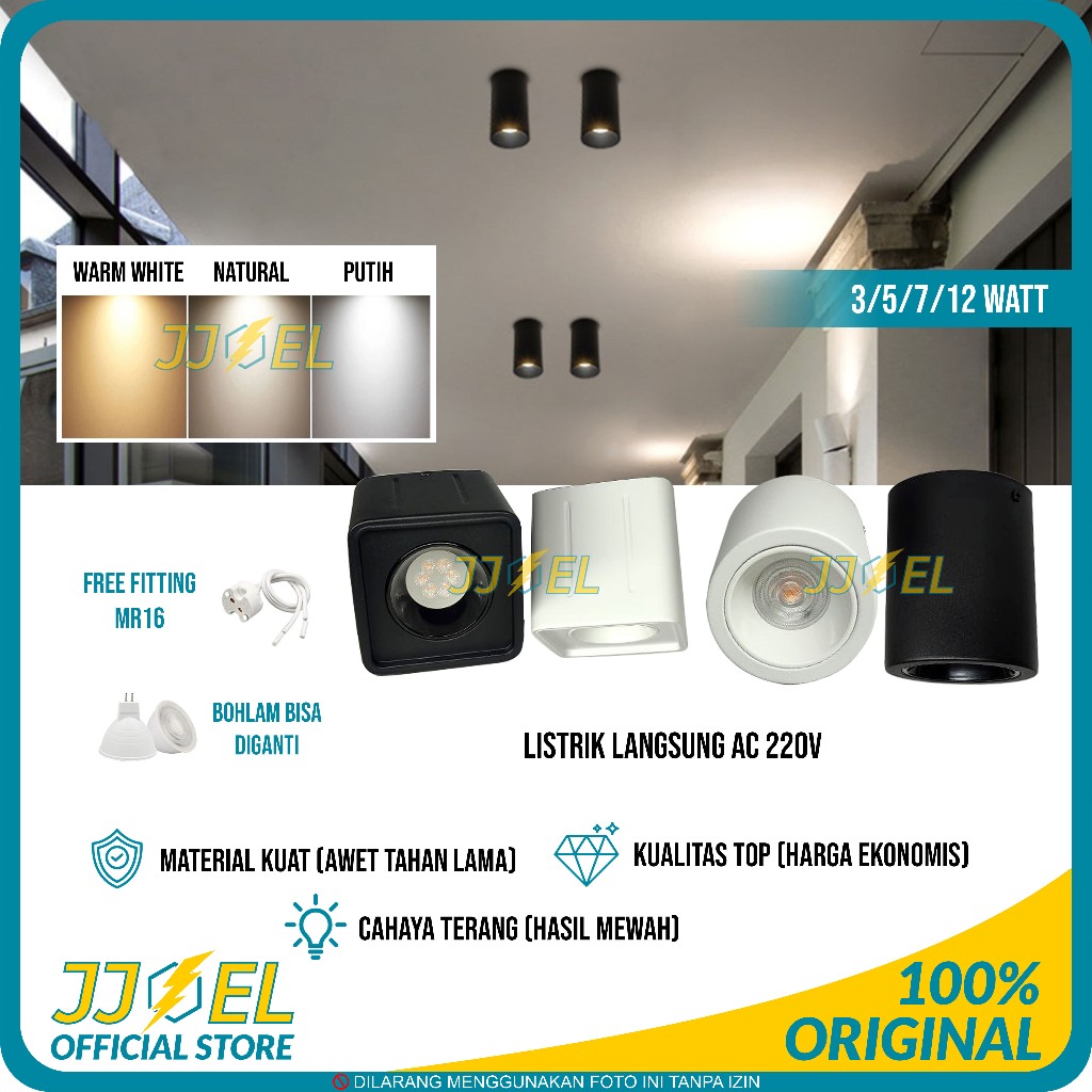 Jual Downlight Outbow 3W 5W 7W 12W MR16 - Lampu Sorot Tempel Plafon Spotlight LED Bisa Ganti ...