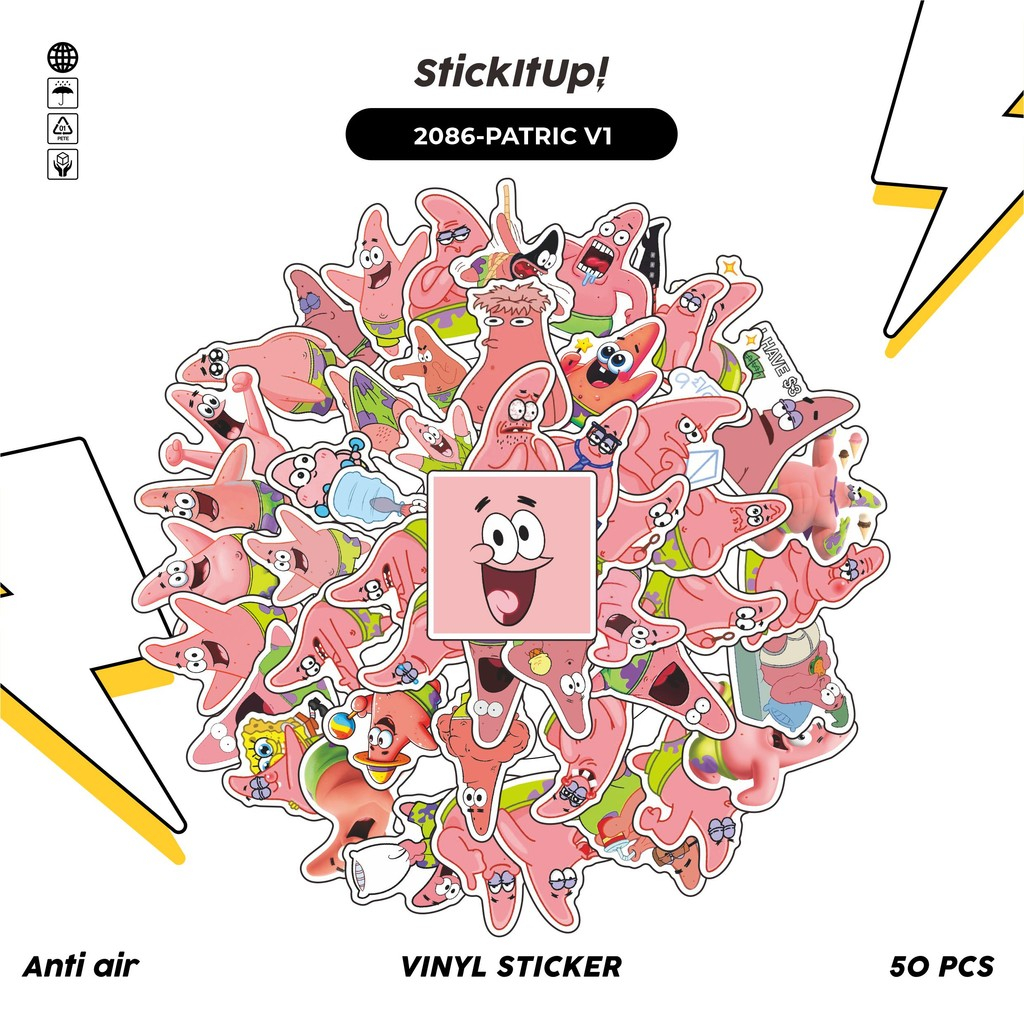 Jual COD 50 Pcs Stiker Pack PATRICK Spongebob V1 Lucu Aesthetic Vynil ...