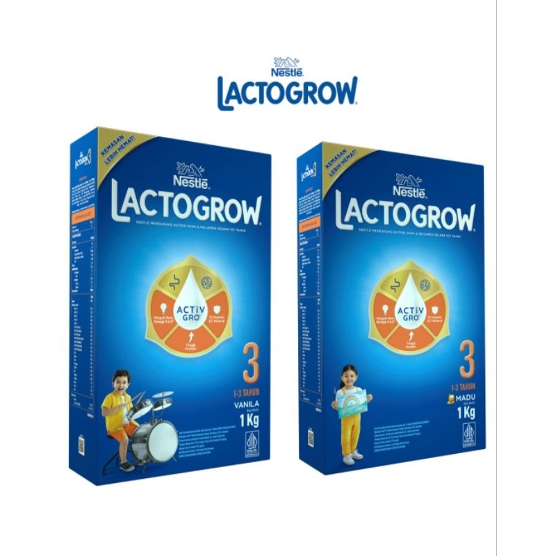 Jual LACTOGROW 3 VANILLA/MADU 1KG NESTLE PERTUMBUHAN ANAK | Shopee ...