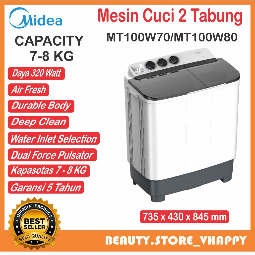 Jual Mesin Cuci Midea Twin Tub MT100W70 / MT100W80 | Shopee Indonesia