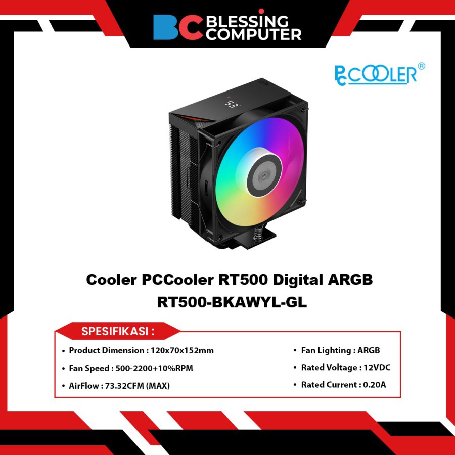 Jual Cooler PCCooler RT500 Digital ARGB RT500-BKAWYL-GL | Shopee Indonesia