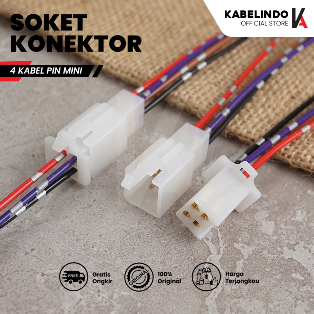 Jual Soket Sambung 4 Pin Kecil / Mini Socket Kabel Konektor Mobil Motor ...