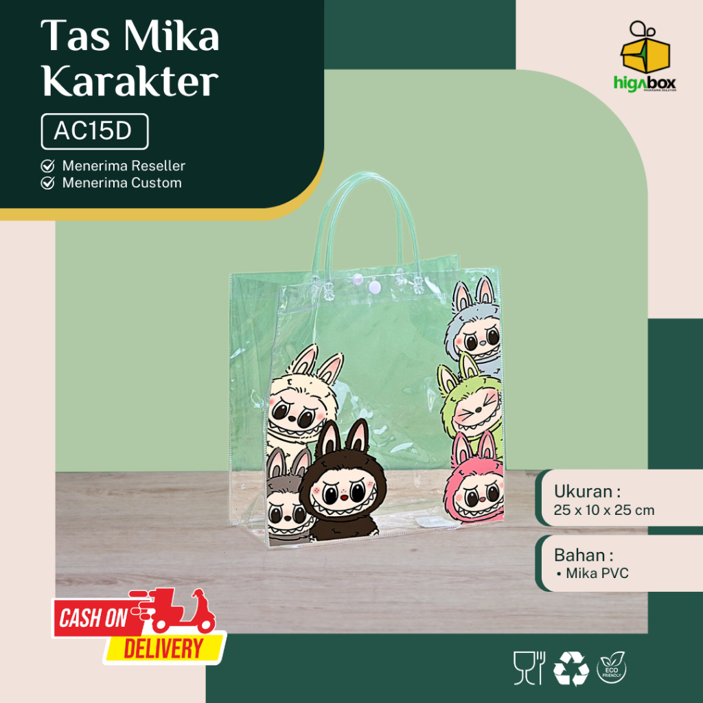 Jual Tas Mika PVC Transparan Karakter Labubu / Tas Gambar Labubu / Tas ...
