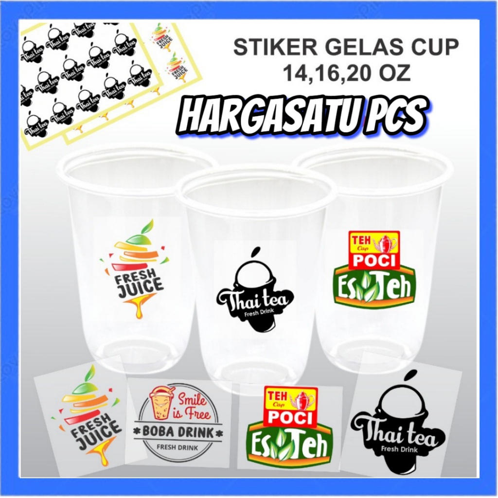 Jual Stiker Label Minuman Es Teh Sticker Label Minuman Boba Teh Isi 48 ...