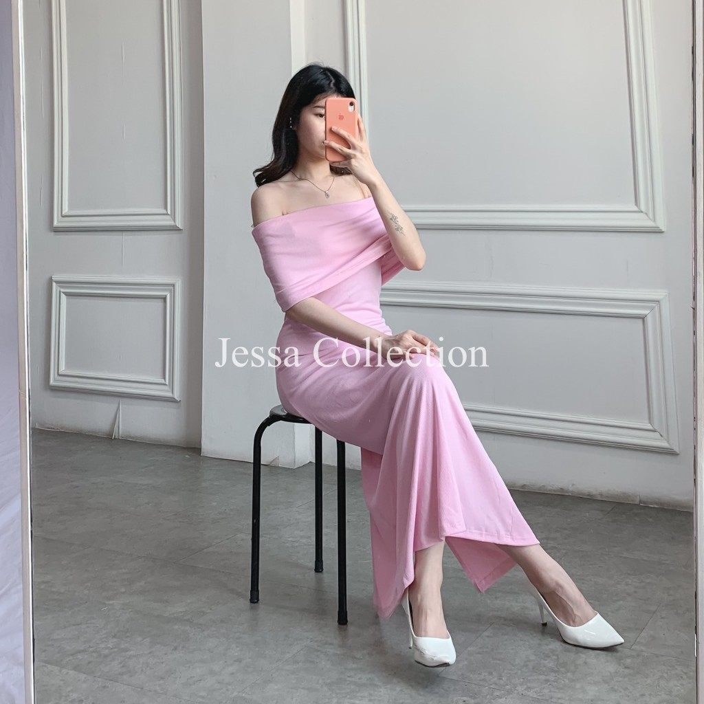 Jual Davia Sabrina Dress TH 1021 RIB KNIT Gaun Panjang Bodycone ...