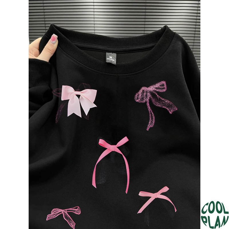 Jual Mode Korea busur merah muda Wanita Sweater panjang hitam/putih ...