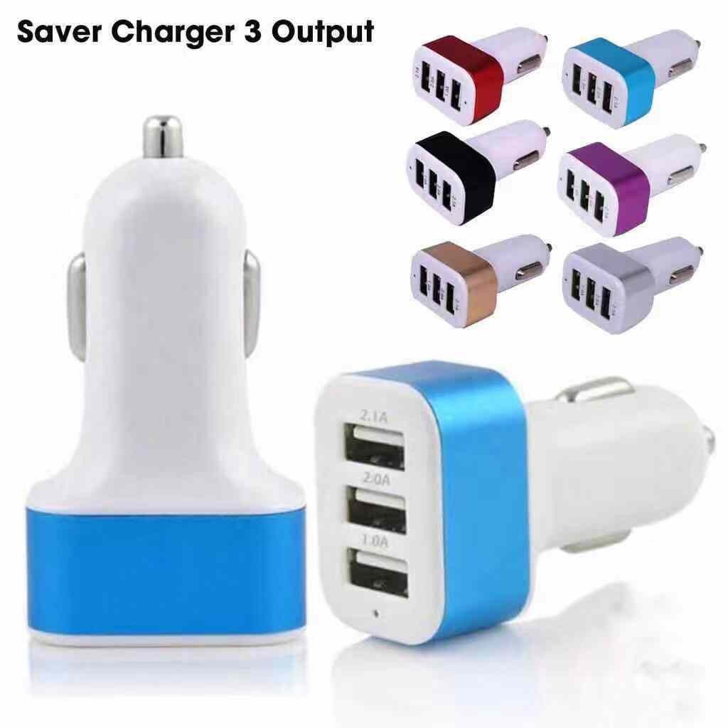 Jual ADAPTOR CAR MOBIL CHARGER COLOKAN PORT 3 IN 1 BATOK CAS USB HP ...