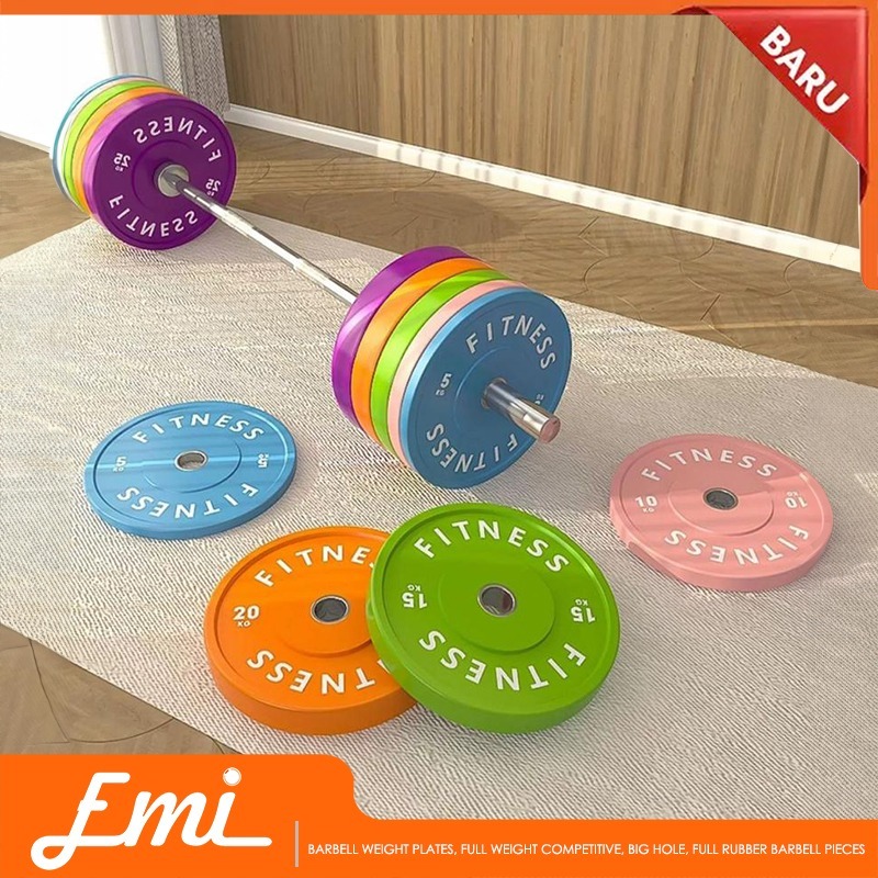 Jual Plat Beban Colorful Bumper Plate Dumbbell Grip Angkat Beban Gym ...