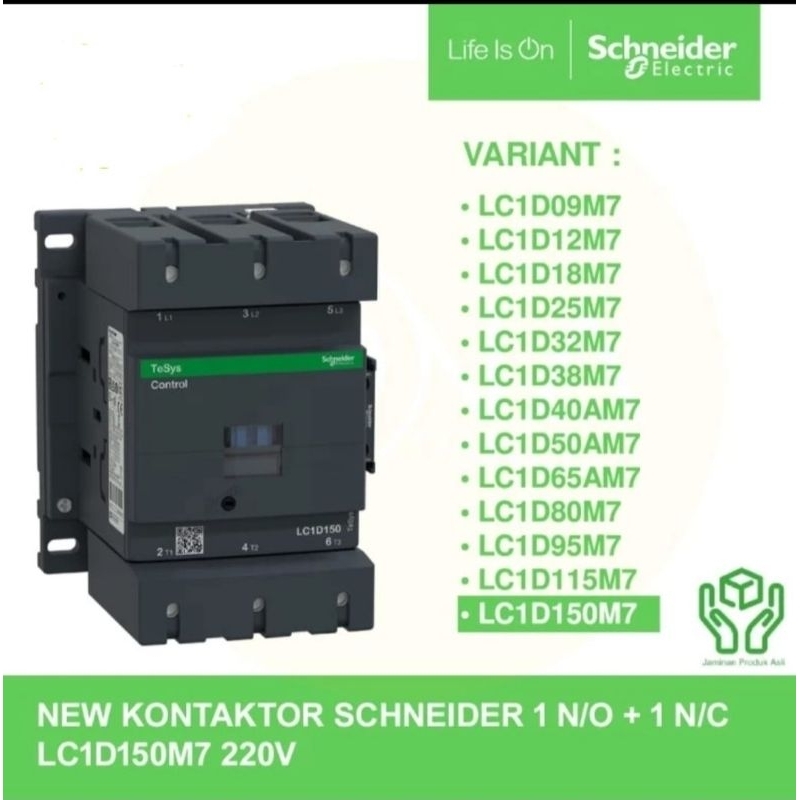 Jual Kontactor Contactor Schneider LC1D150M7 LC1D150 D150 NEW | Shopee ...