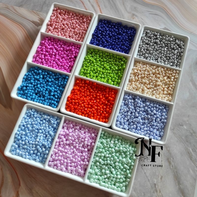 Jual Mote Payet pasir glass beads 6/0 (4mm) | Shopee Indonesia