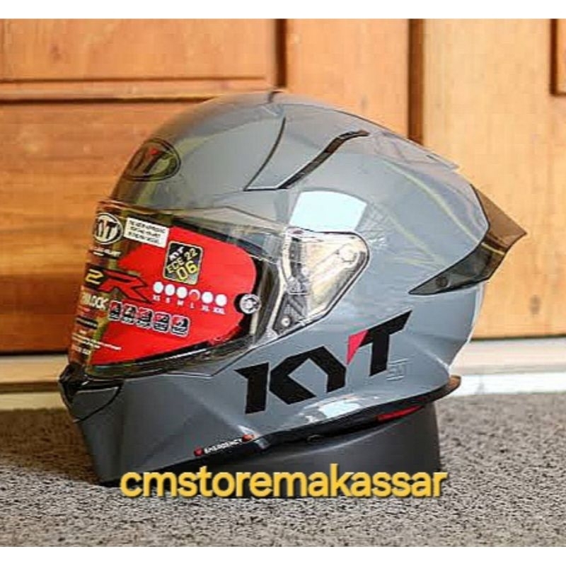 Jual Helm KYT R2R Full Face Plain Gorilla Grey / Abu Gloss / Solid SNI ...