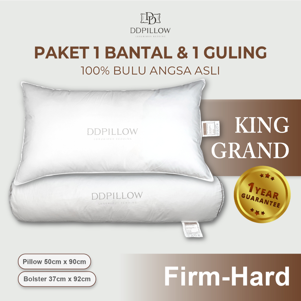 Jual DDPillow Set 1 Bantal King + 1 Guling Hotel Bulu Angsa Asli, Type King Grand (Firm Hard ...