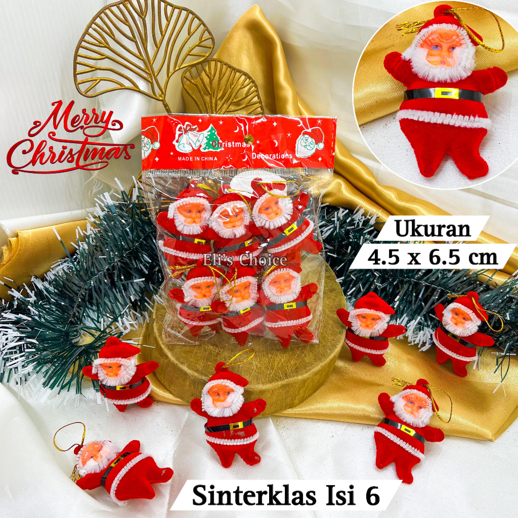 Jual Santa Mini Isi 6 Gantungan Pohon Natal Sinterklas Merah Dekorasi ...