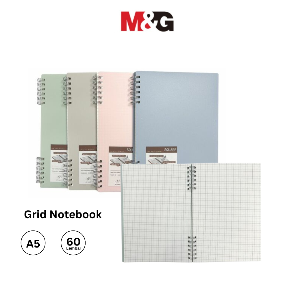 Jual Spiral Notebook Grid Line A5 M&G #APNDC002 Buku Kotak Kecil A5 4 ...