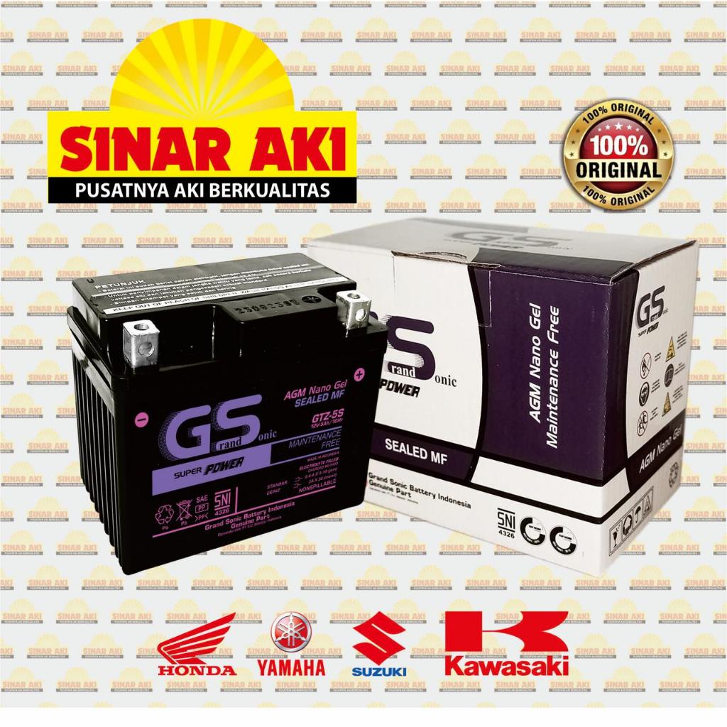 Jual Aki Motor GTZ5S MF Aki Kering Honda Supra X 125 Beat Vario 110 Spacy Blade Scoopy Revo New ...