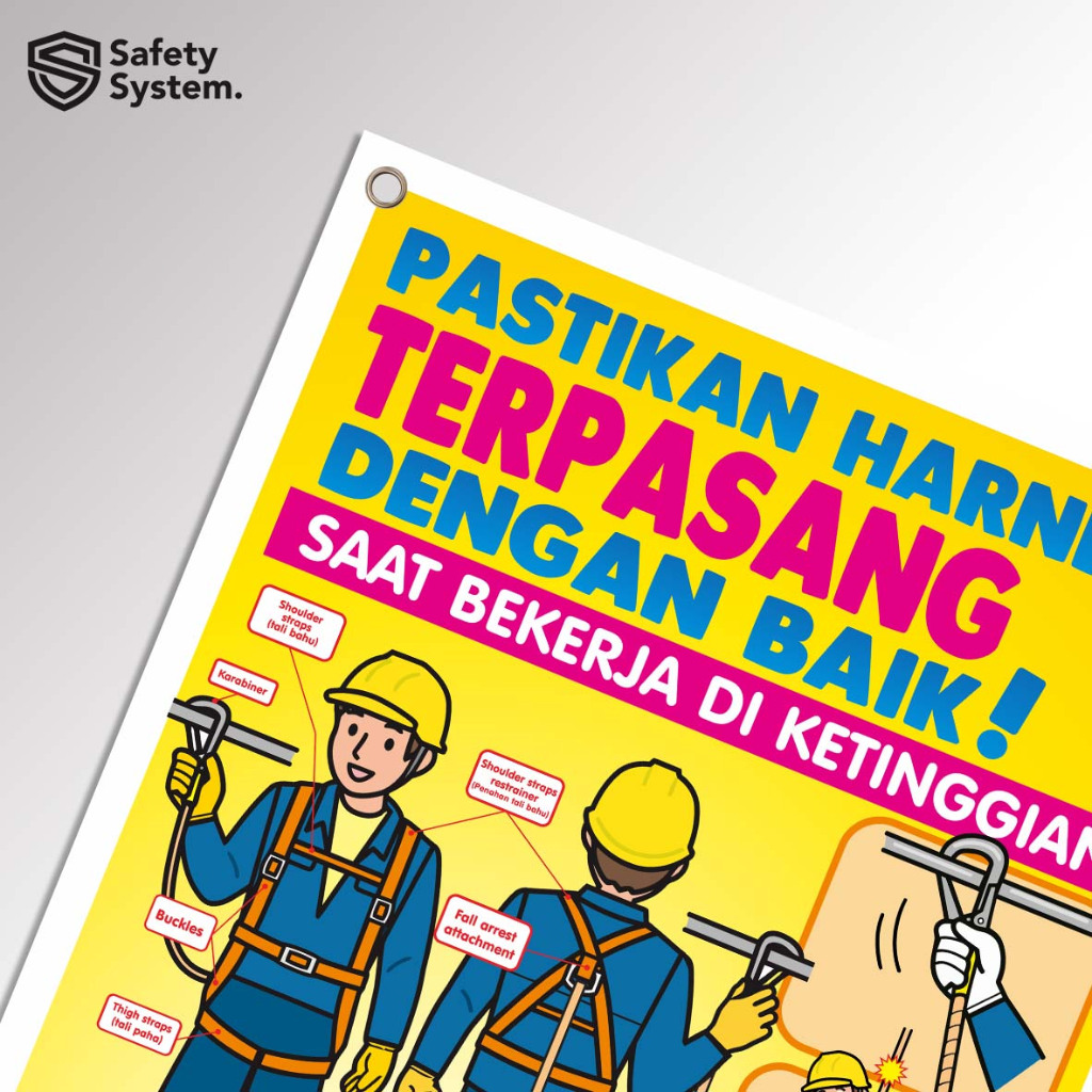 Jual Spanduk Banner K3 Keselamatan Kerja Pastikan Harness Terpasang ...