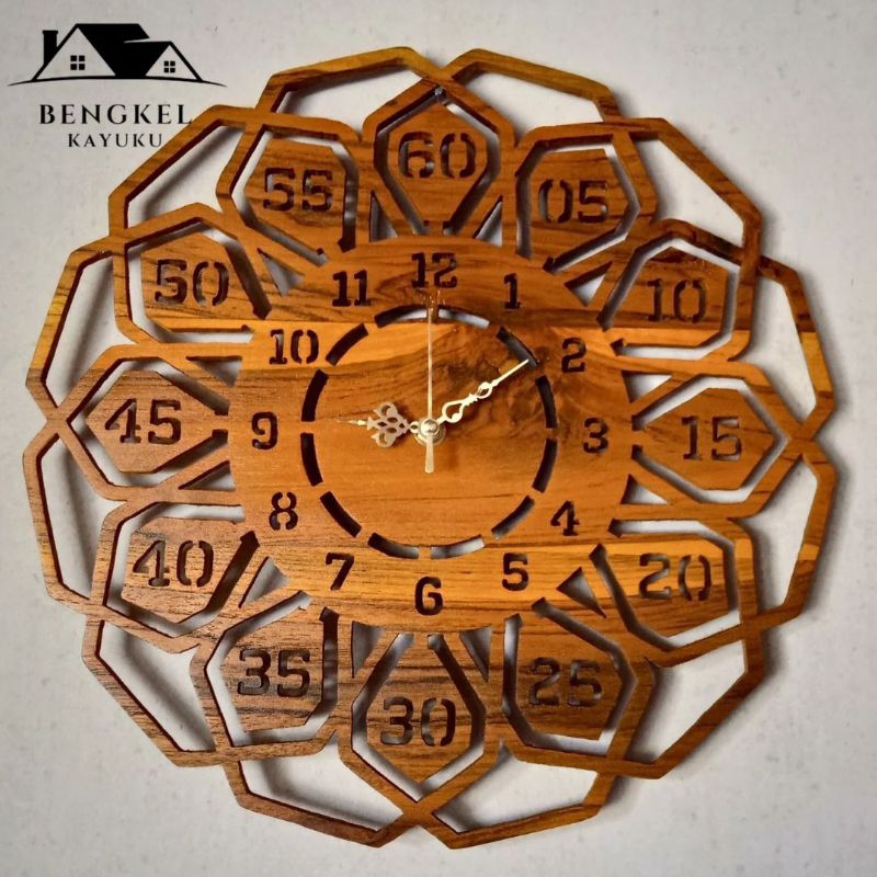 Jual Jam Dinding Kayu jati asli Estetik Unik Diameter 36 cm | Shopee ...
