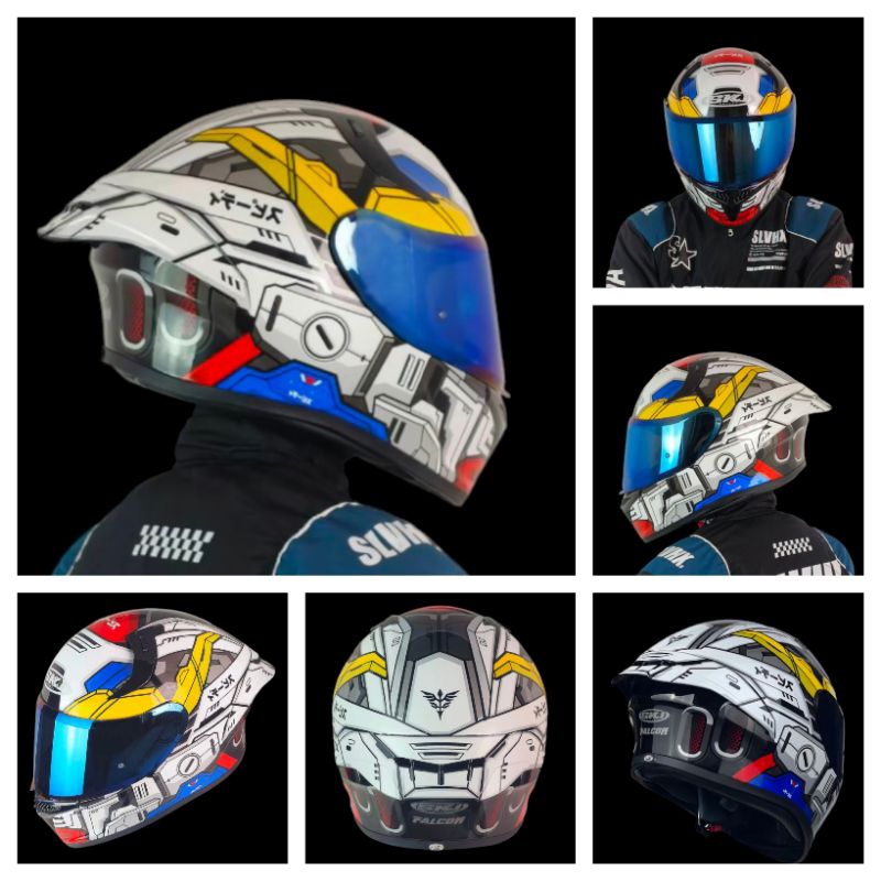Jual helm skj FALCON Motif Gundam | Helm Premium Paket Ganteng Kekinian ...