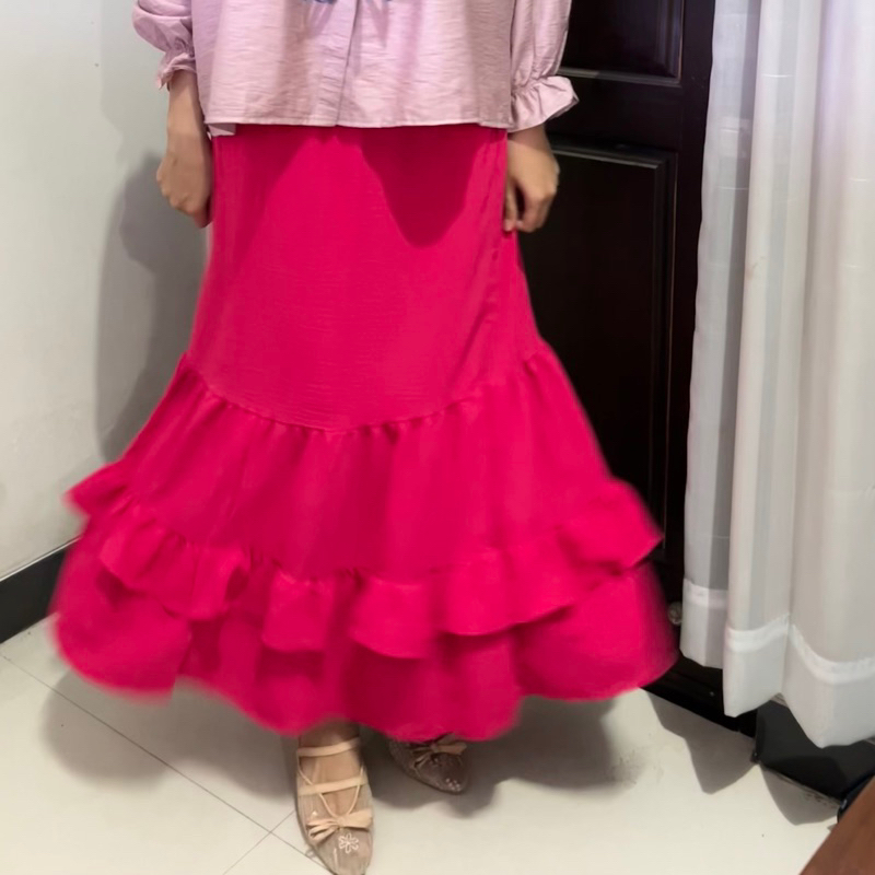 Jual [milihbeau] Ruffle Crinkle Skirt / rok panjang wanita ironless ...