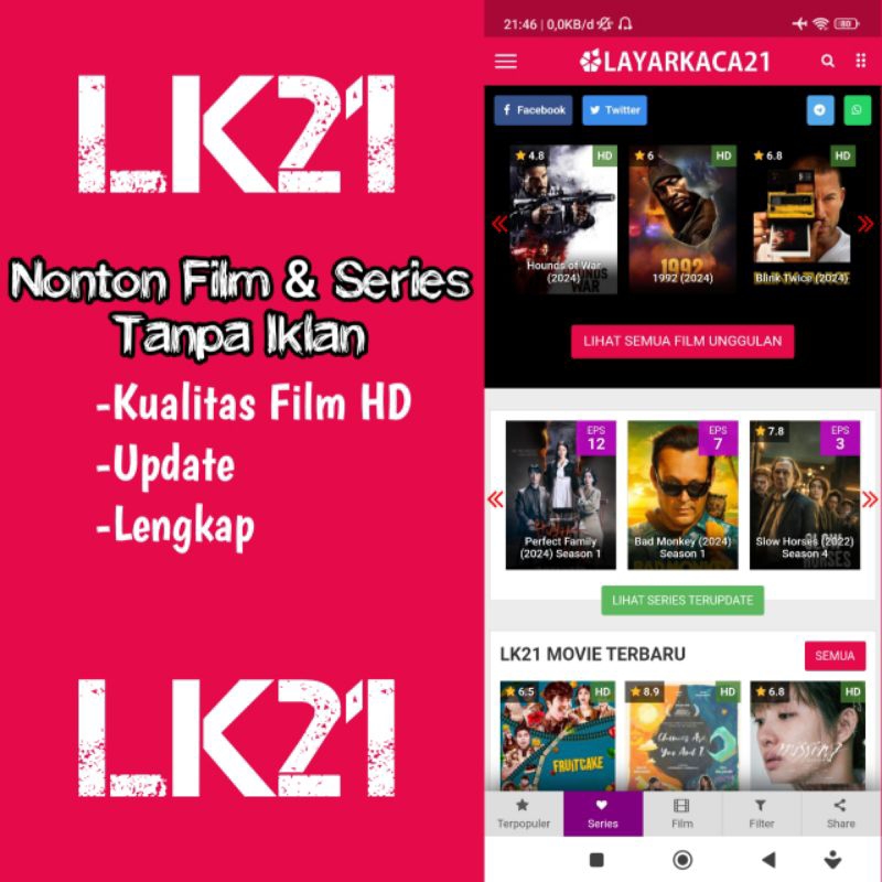 Jual Aplikasi LK21 | Nonton Semua Film dan Series Tanpa Iklan | Shopee Indonesia