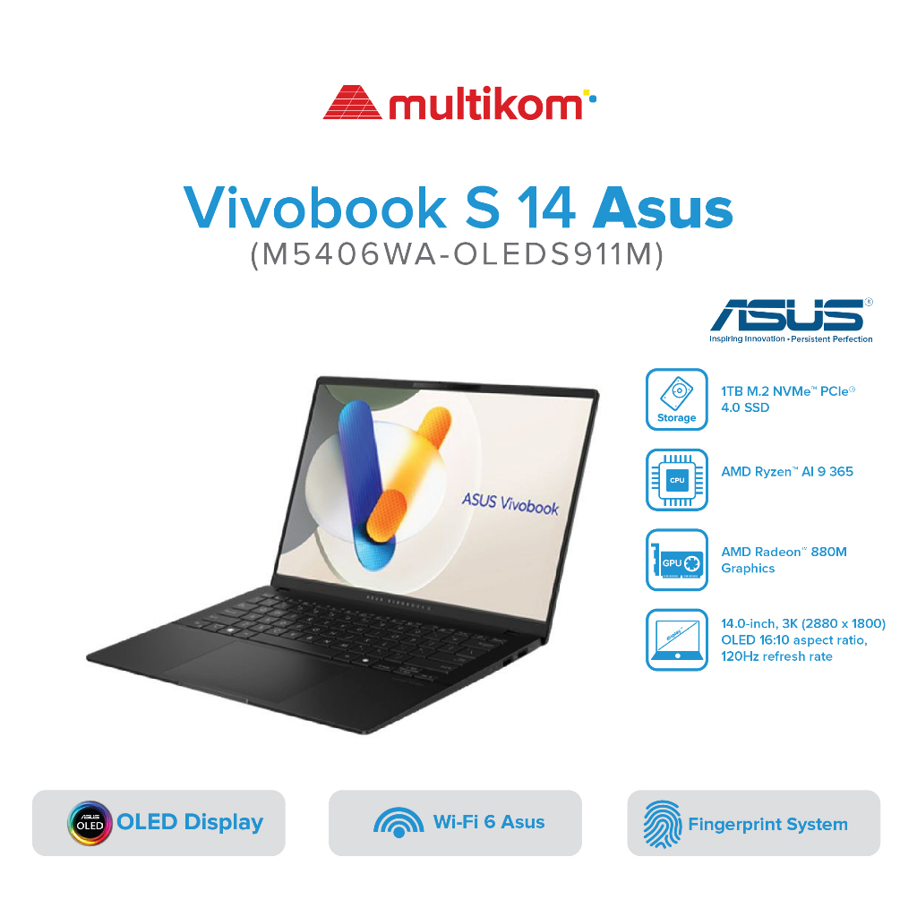 Jual Asus Vivobook S 14 M5406WA-OLEDS911M Ryzen AI 9 365 24GB 1TB SSD ...
