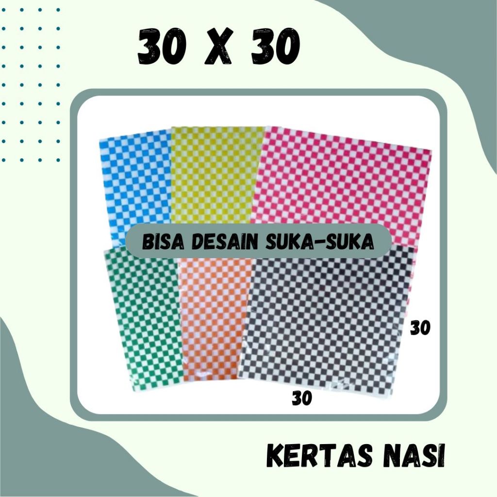 Jual Isi 100 Kertas Burger Kotak 30x30 Catur Kertas Bungkus Nasi ...