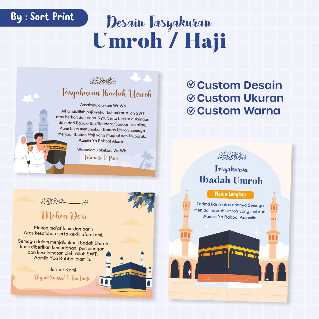 Jual Stiker/Kartu Tasyakuran Umroh dan Haji, Mohon doa restu Umroh dan ...