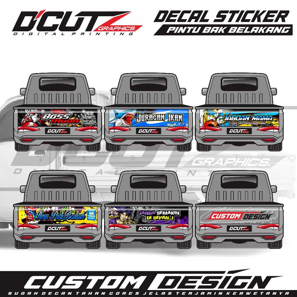 Jual Decal Sticker Pintu Bak Belakang Semua Mobil PICK-UP (BEBAS ...