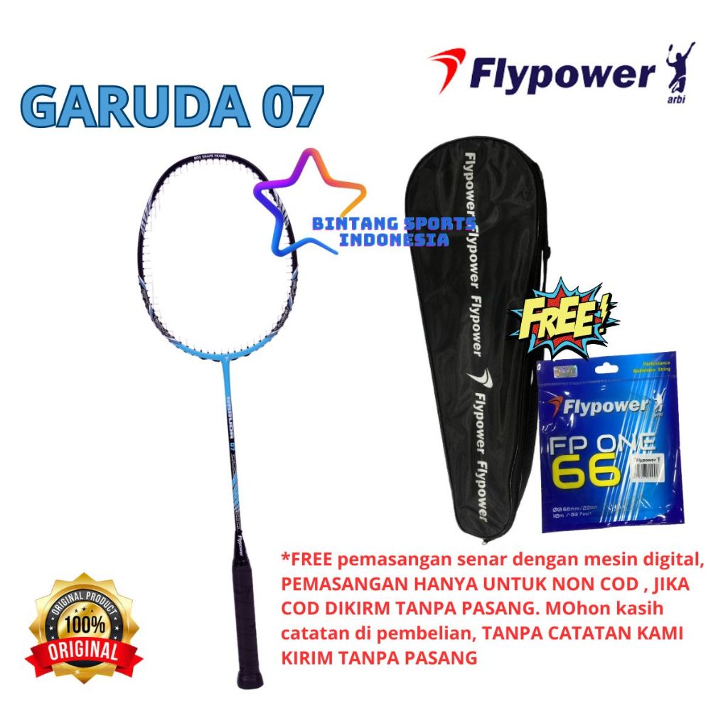Jual RAKET FLYPOWER BADMINTON BULUTANGKIS FLYPOWER GARUDA 07 GARUDA 7 ...