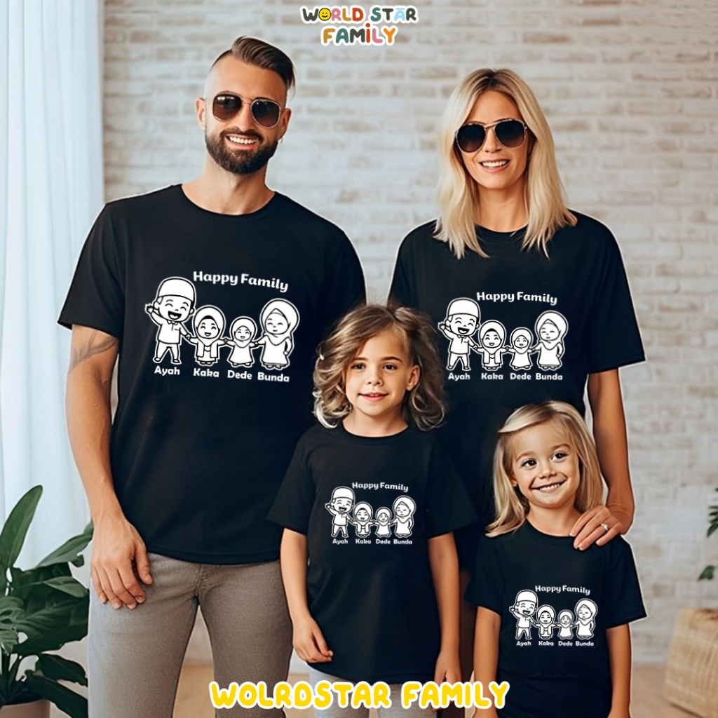 Jual WSF Kaos Couple Keluarga HAPPY FAMILY MUSLIM Kaos Couple Keluarga ...