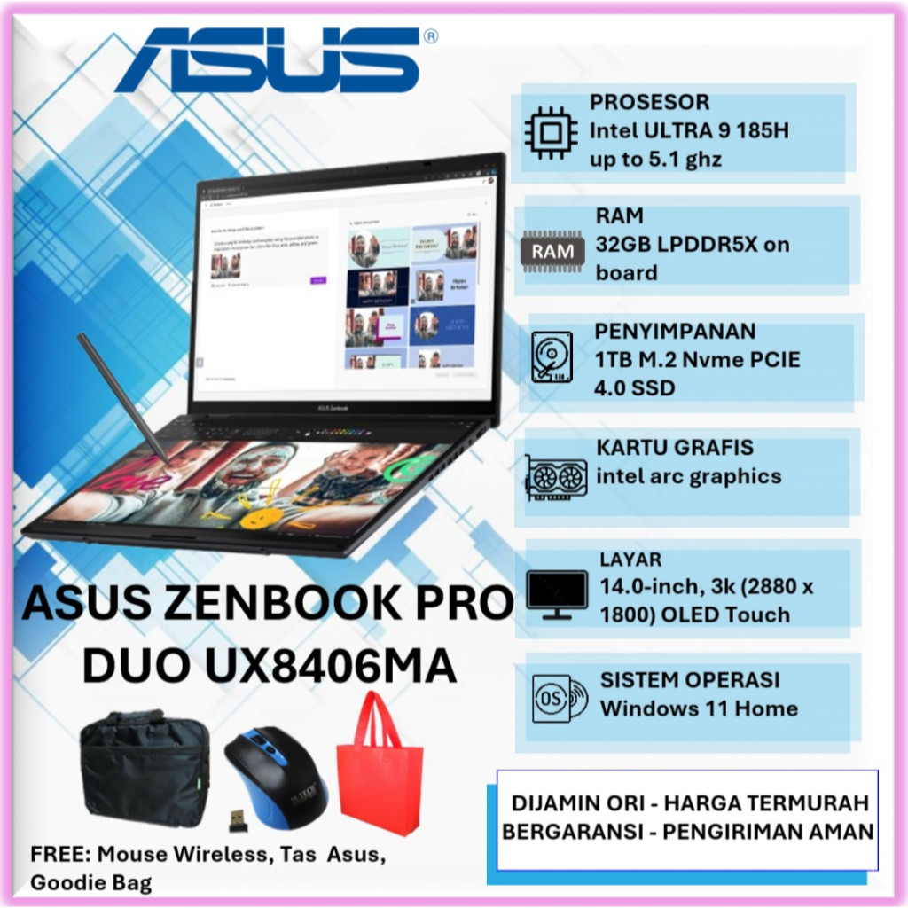 Jual ASUS ZENBOOK PRO DUO UX8406MA Intel Ultra 9 185H 32GB DDR5 1TB SSD ...