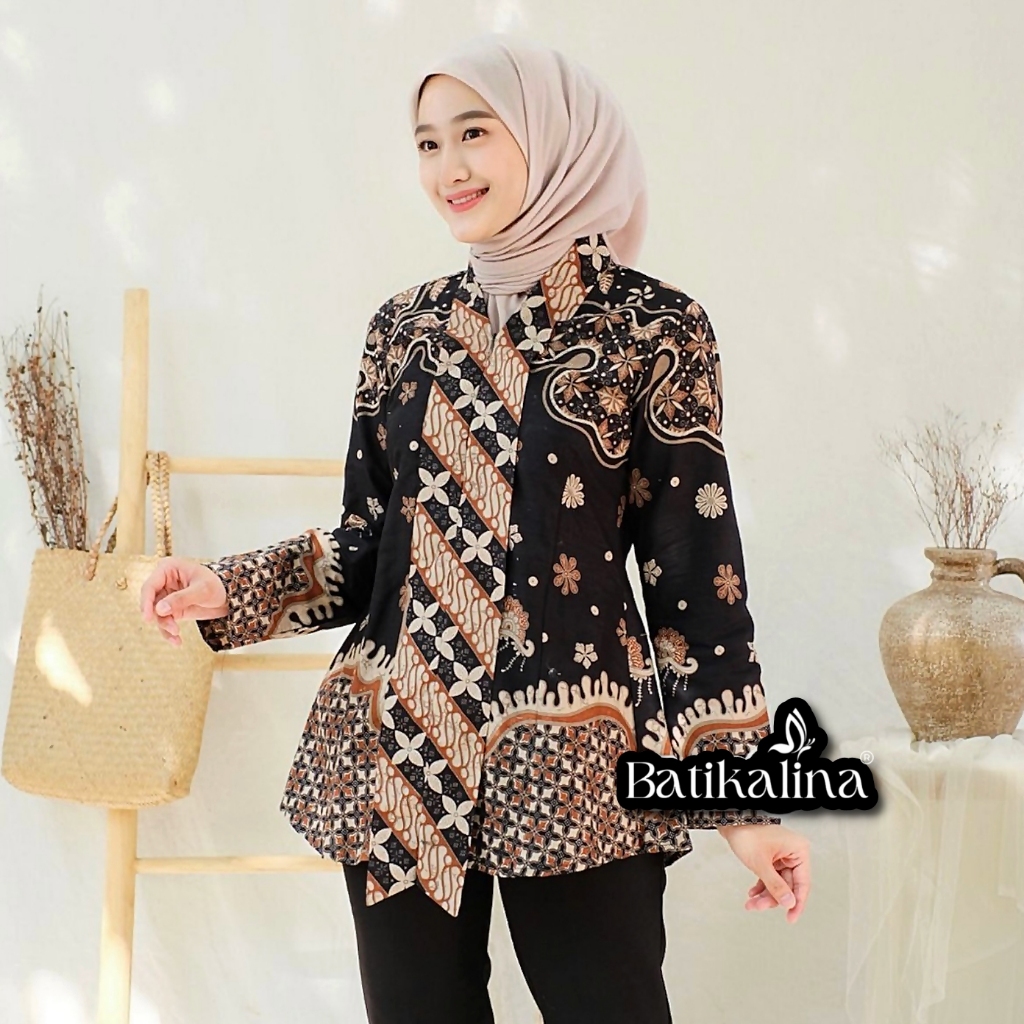 Jual Baju Batik Wanita Modern Atasan Blouse Batik Kerja Kantor Wanita M ...