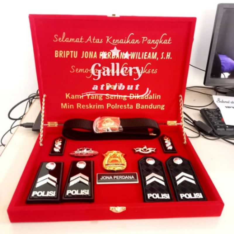 Jual pangkat Briptu polisi,polri PDH PDU set box custom ucapan tulisan ...