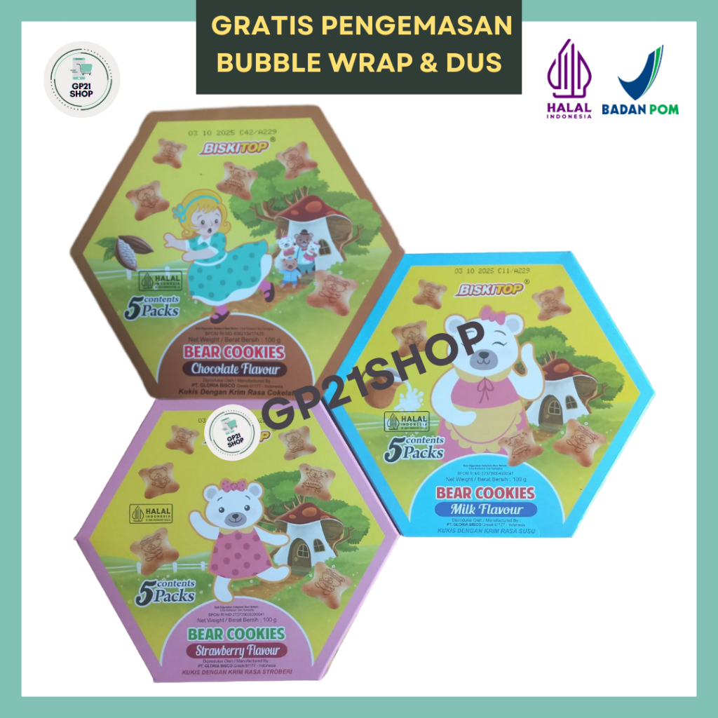 Jual Biskitop Bear Cookies Box 100gr Milk/Strawberry/Chocolate ...
